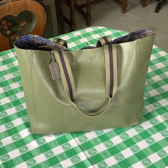 Coach | Bags | Coach Olive Green Leather Tote Bag | Poshmark